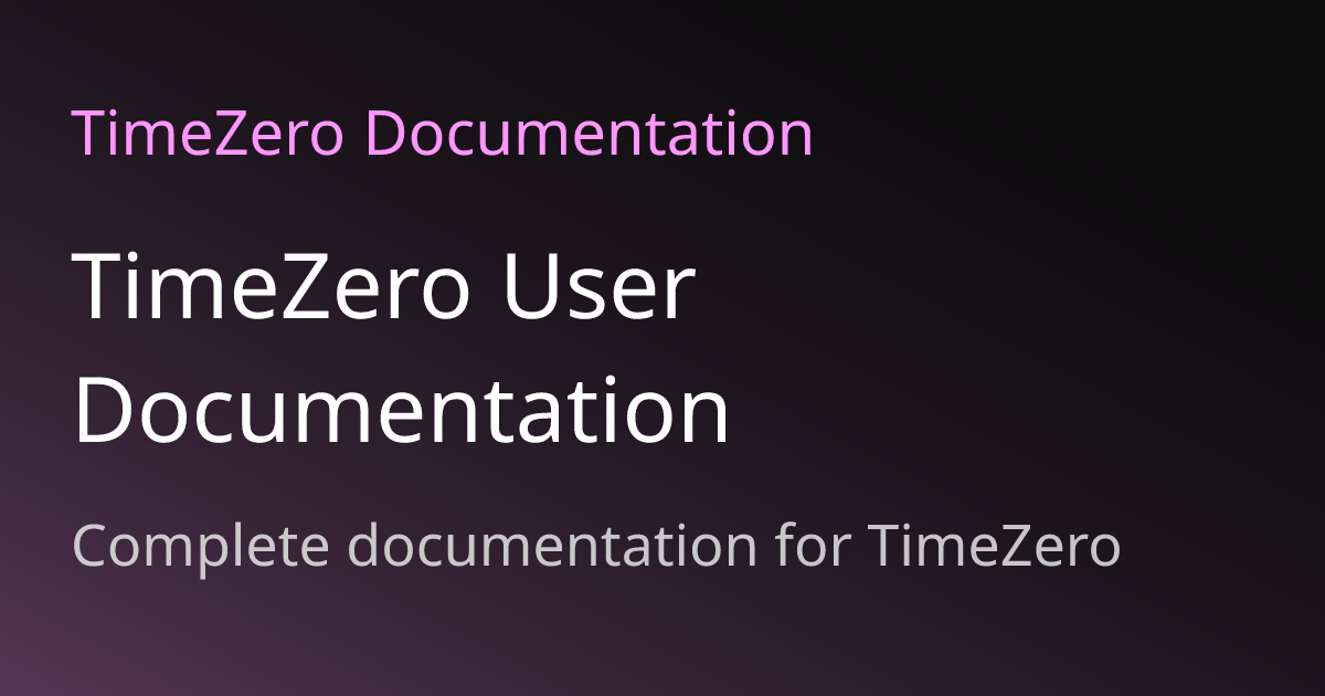 TimeZero User Documentation